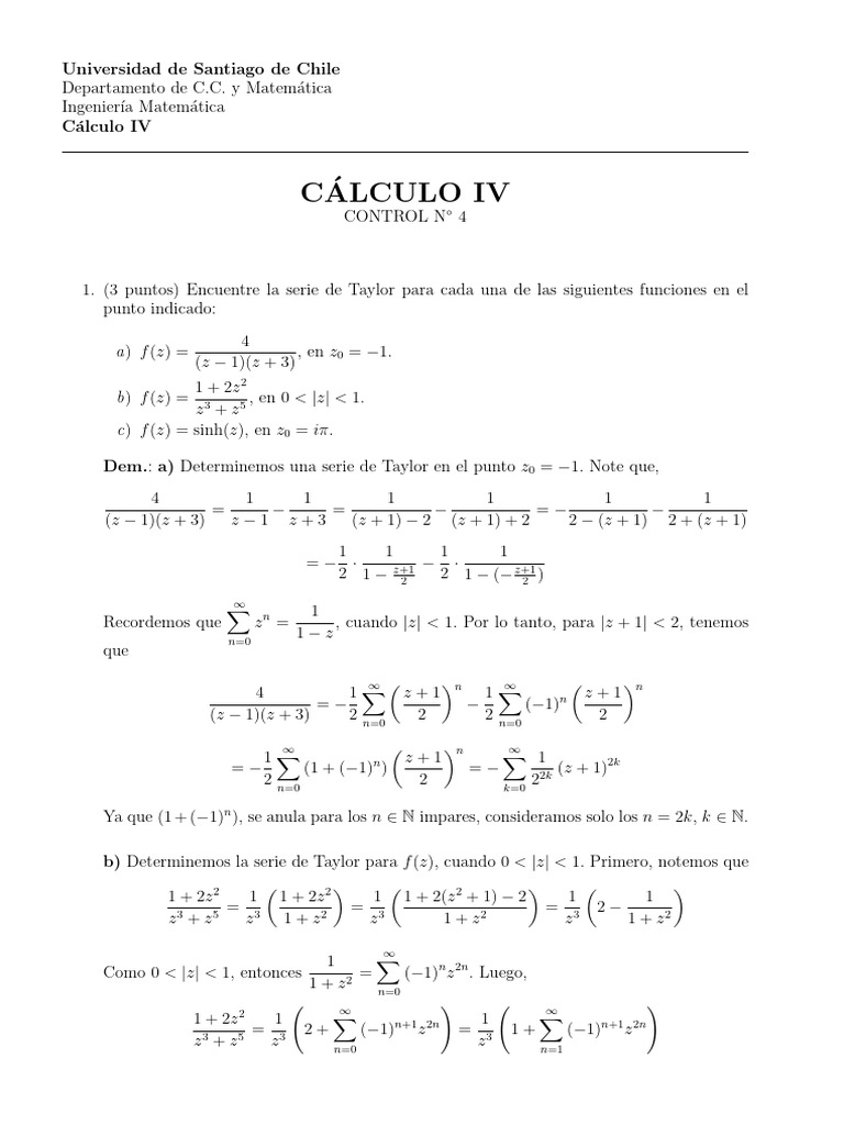 Calculo IV Control IV Sol | PDF | Matemáticas | Análisis matemático