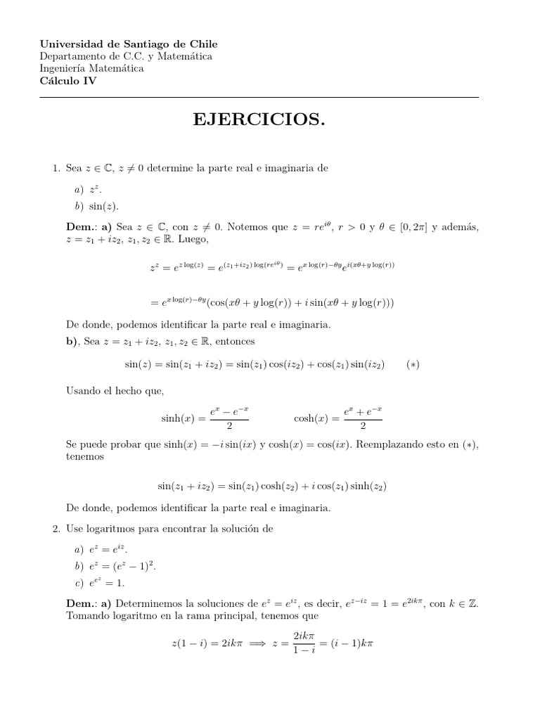 Calculo IV Ejercicios | PDF | Matemática Elemental | Números