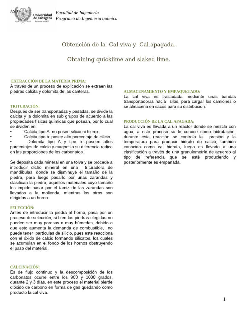 Obtención de La Cal Viva y Cal Apagada.1 | PDF | Lima (Material ...