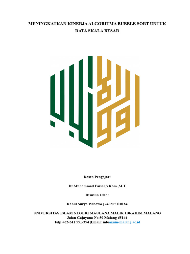 Meningkatkan Kinerja Algoritma Bubble Sort Untuk Data Skala Besar | PDF