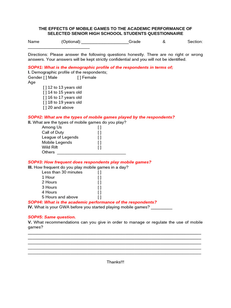 Sample Research Questionnaires | PDF