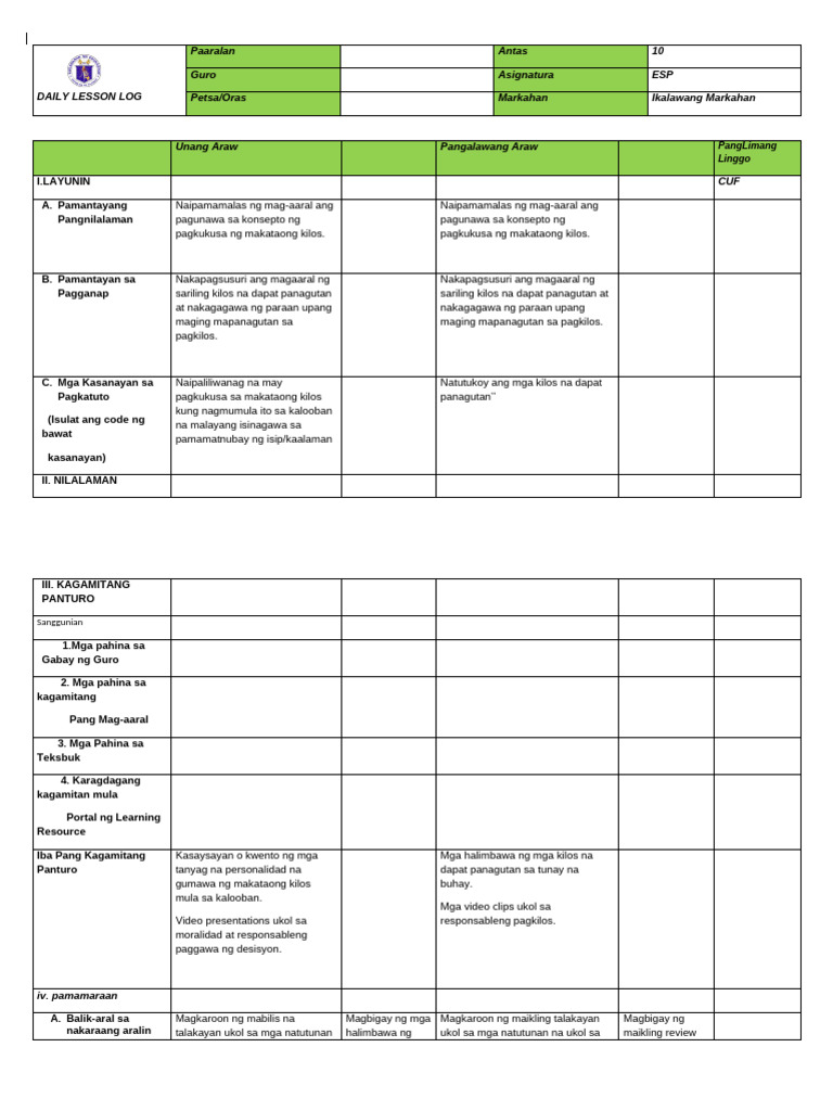 ESP10 Q2 WK1 DLL | PDF