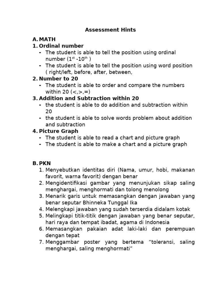 Math Summative Assessment Hints | PDF