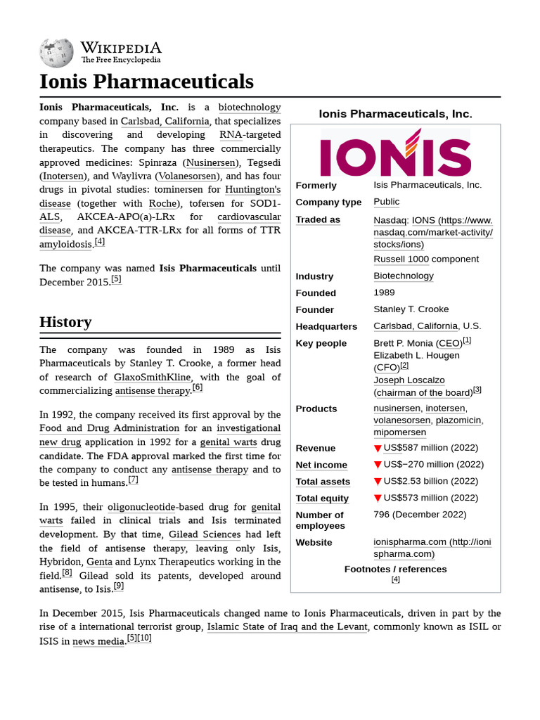 Ionis_Pharmaceuticals | PDF | Life Sciences | Pharmacology