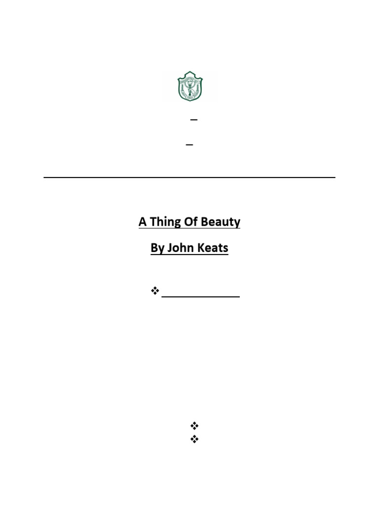 A Thing of Beauty | PDF | Poetry | John Keats
