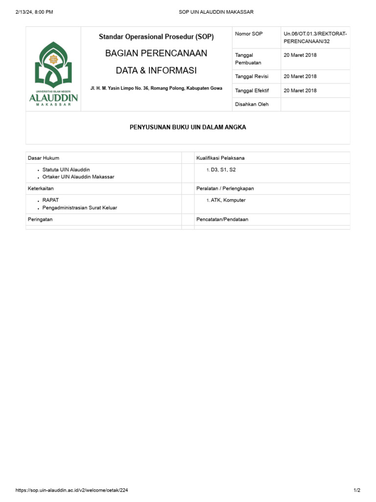SOP data dalam angka | PDF
