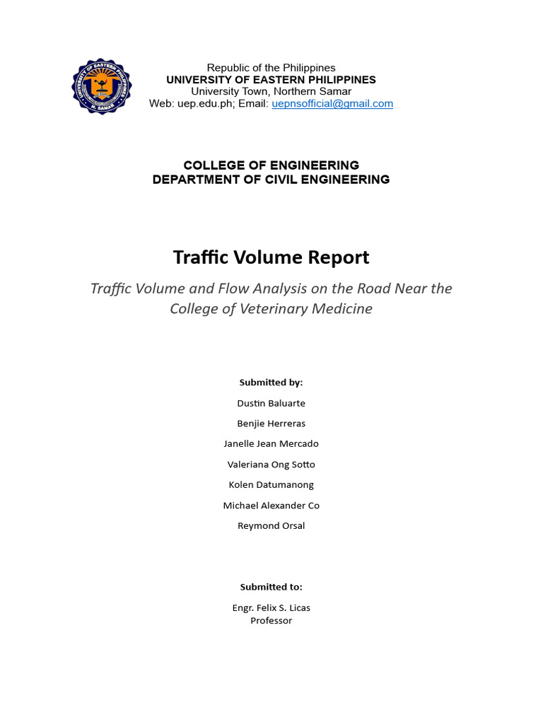 Traffic Volume Report | PDF | Traffic | Transport