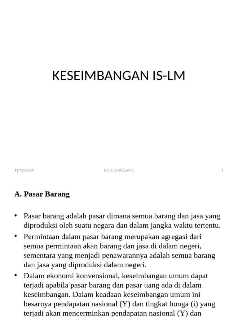 4a. Keseimbangan Is-Lm 1 | PDF