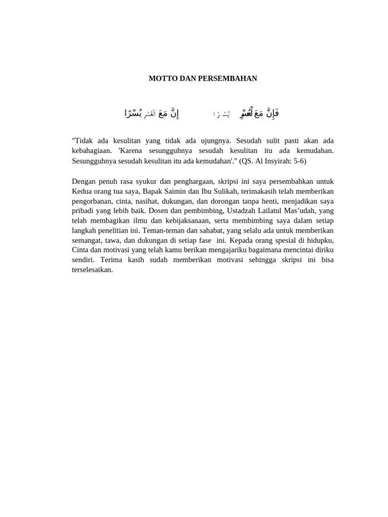 Motto Dan Persembahan | PDF