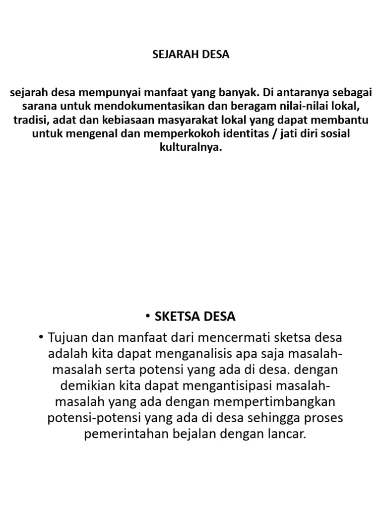 Sejarah Desa, Kalender Musim, Sketsa, Diagram Venn Desa | PDF
