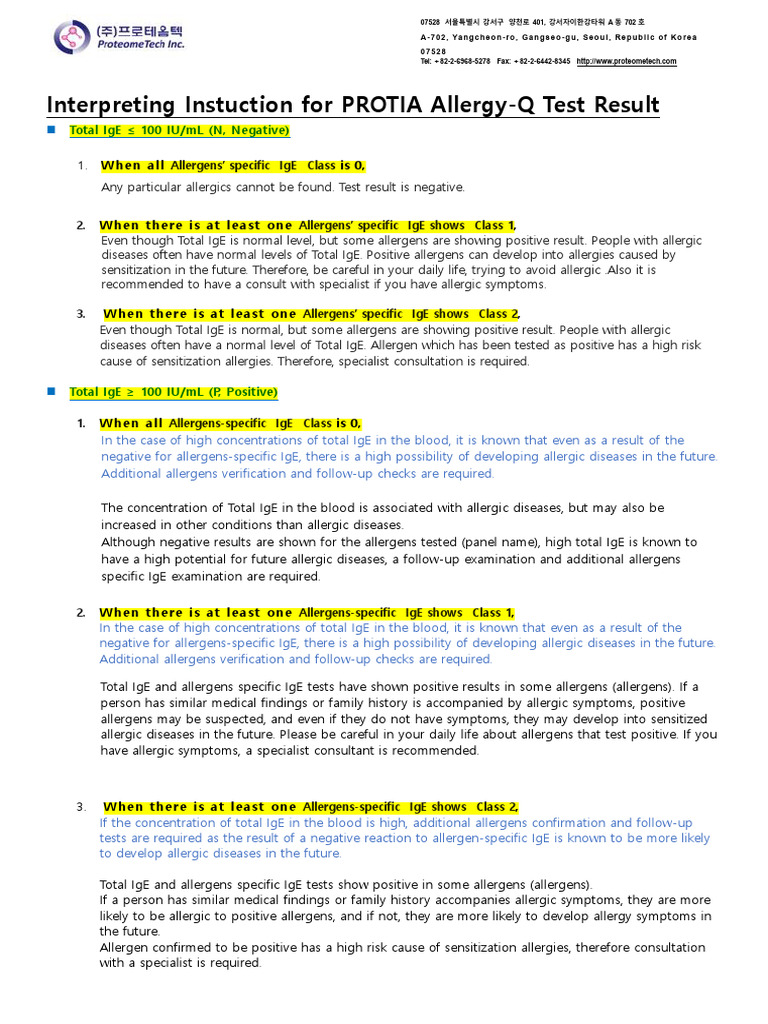 Hướng Dẫn Phân Tích Kết Quả PROTIA Allergy | PDF | Allergy | Allergen