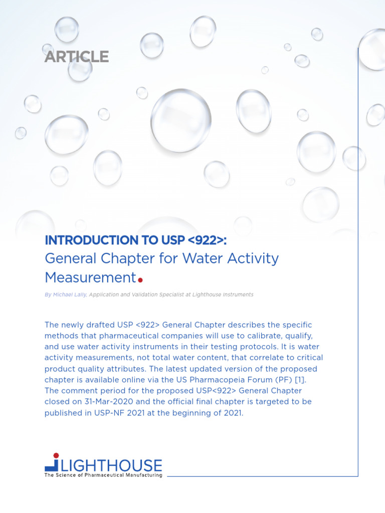 Understanding USP : Water Activity Measurement | PDF | Tablet (Pharmacy ...
