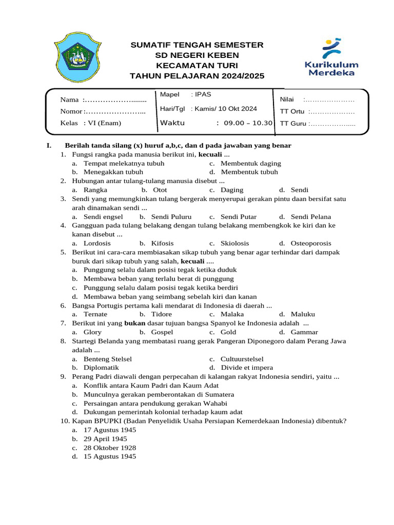SOAL IPAS STS GANJIL 2024-2025 | PDF