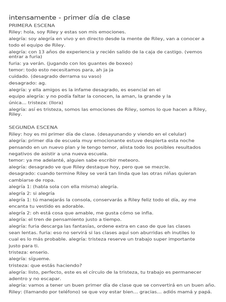 Emociones en el Primer Día de Clase | PDF