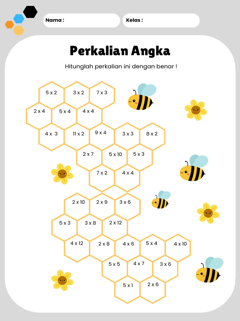 Perkalian Angka Lembar Kerja Kuning Dan Abu Ilustratif | PDF