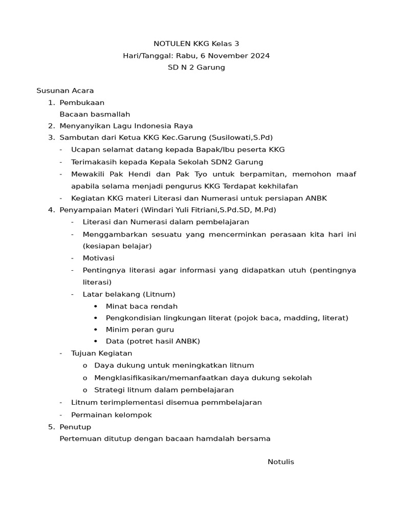 Notulen KKG 1-3 | PDF