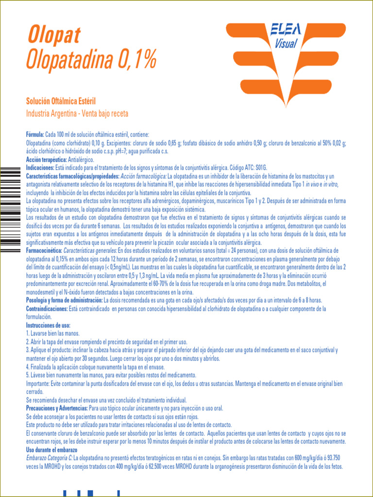 Olopatadina: Uso y Dosis en Conjuntivitis | PDF | Alergia ...