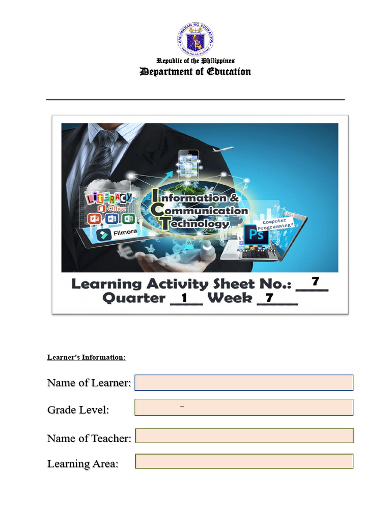 LAS Quarter 1 WEEK 7 Elective 1 (ICT) | PDF | Microsoft Word | Cursor ...