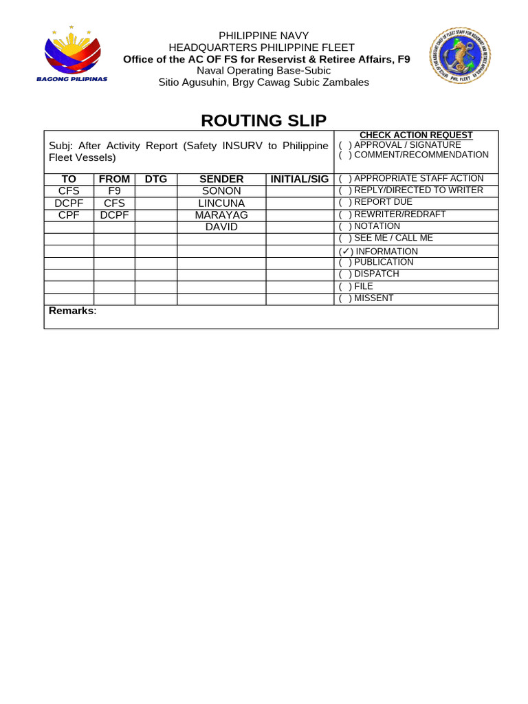 Routing Slip | PDF