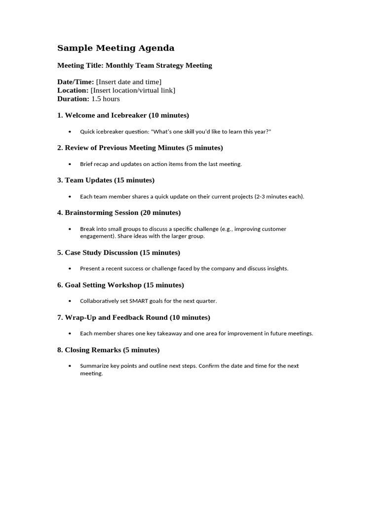 Business Meeting Sample | PDF | Brainstorming | New Product Development
