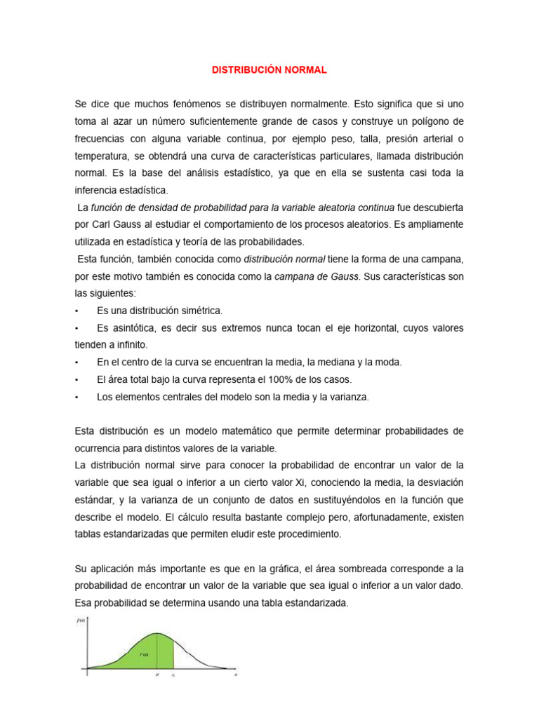 Distribucion Normal | PDF | Distribución normal | Función de densidad ...