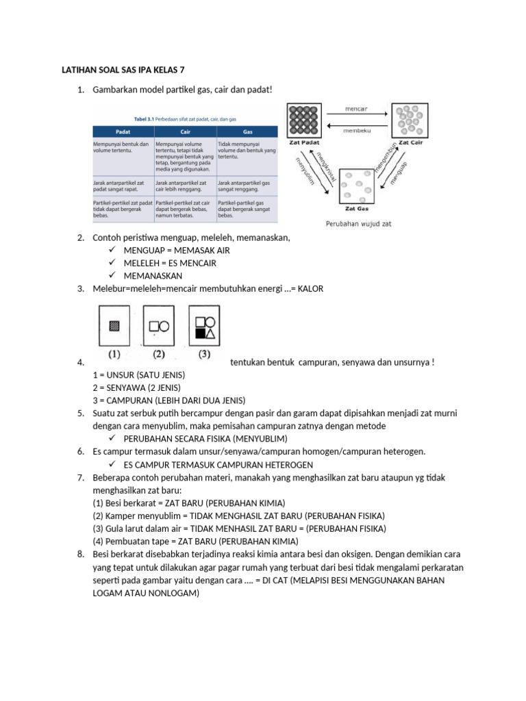 Latihan Soal Sas Ipa Kelas 7 | PDF