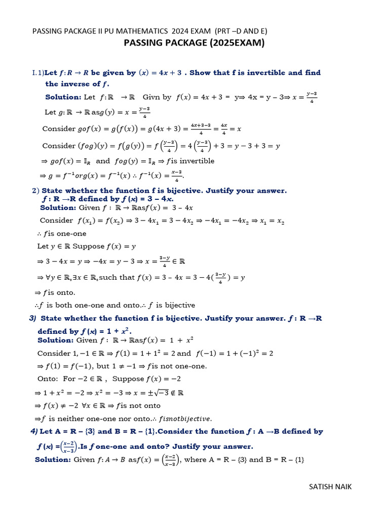 2025.II PU PASSING Questions & Answers | PDF | Functions And Mappings ...