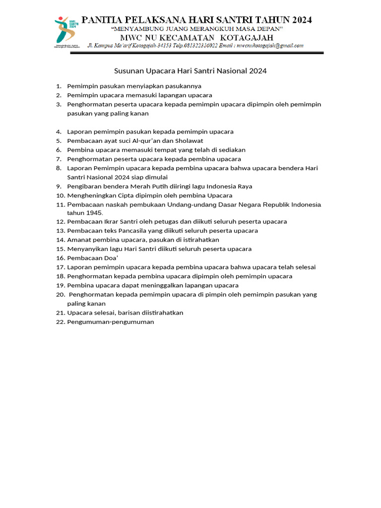 Susunan_Upacara_Hari_Santri_Nasional_2024[3] | PDF