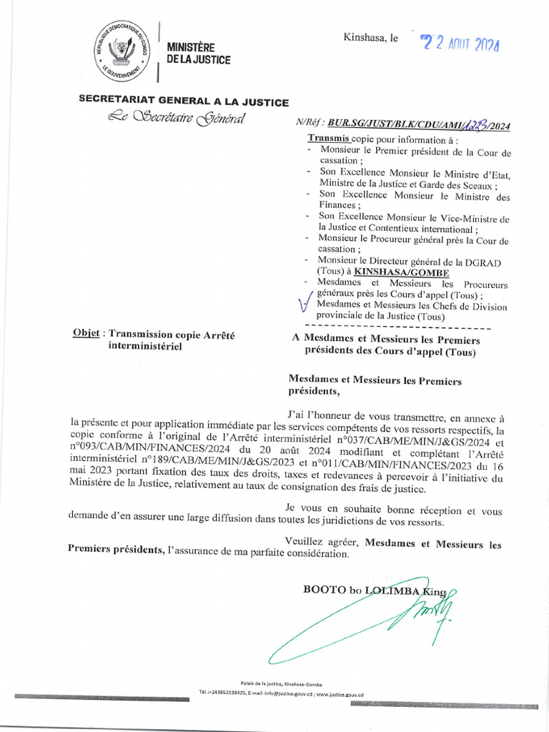 Transmission Arrêté Interministériel Révisé 2 | PDF