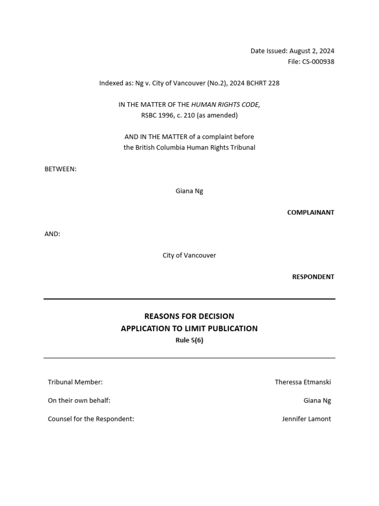 2024bchrt228 | PDF | Social Stigma | Privacy