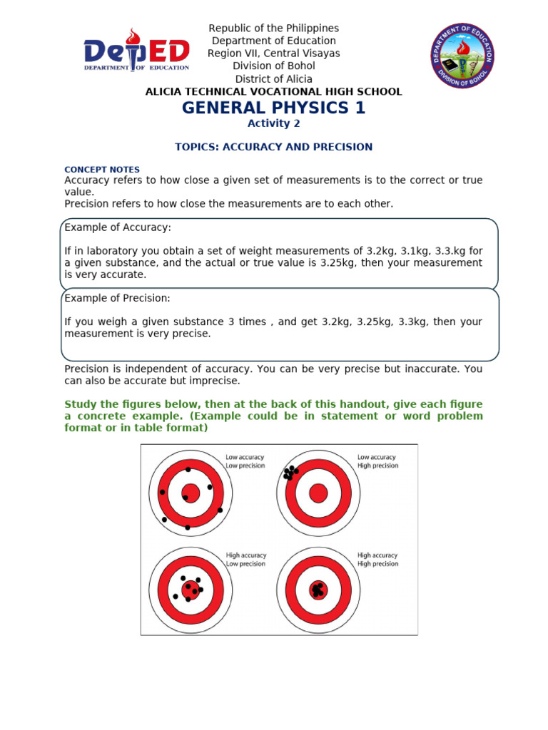Activity 2 - Accuracy and Precision | PDF