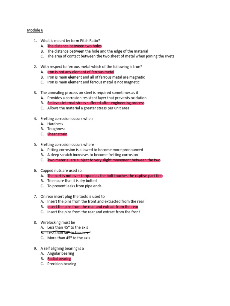 More Questionare M06 1 2 | PDF | Corrosion | Rivet