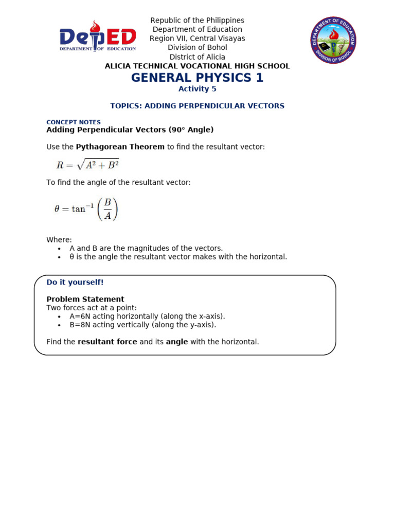 Adding Perpendicular Vectors Guide | PDF