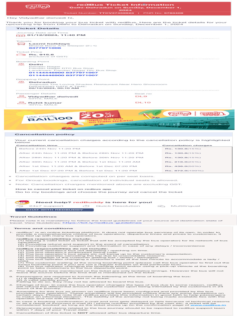 Redbus Ticket Information | PDF | Bus | Transport