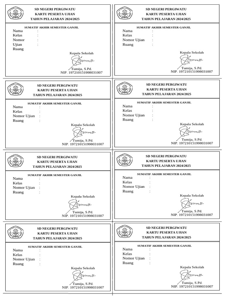 311065332-Contoh-Kartu-Ujian | PDF