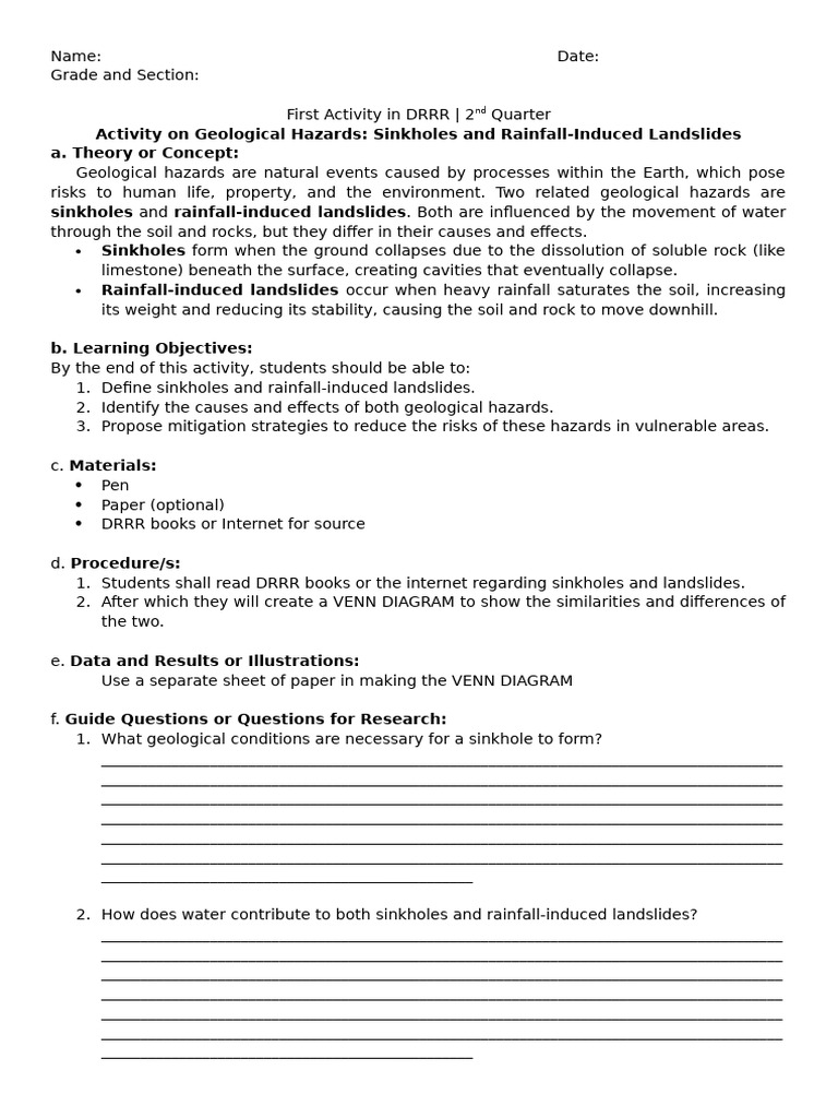 Geological Hazards: Sinkholes & Landslides | PDF | Sinkhole | Landslide