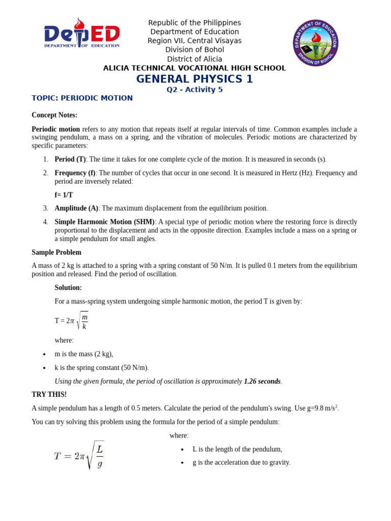 Understanding Periodic Motion Concepts | PDF | Oscillation | Motion ...