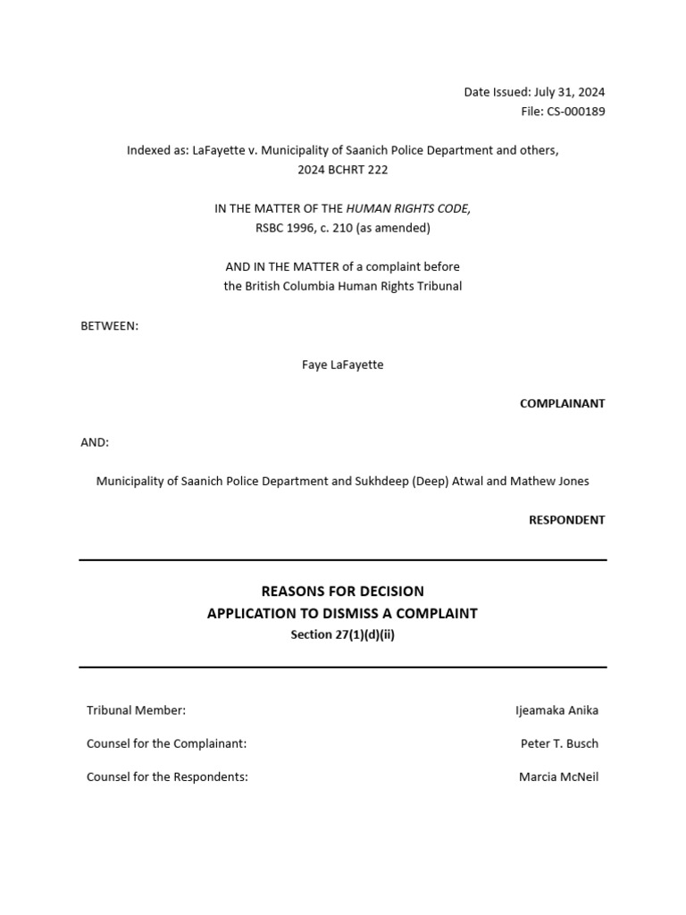 2024bchrt222 | PDF | Mediation | Justice