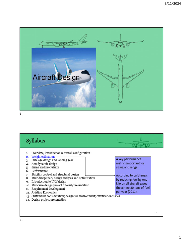 Notes 2-Advanced-Aircraft-Design-Weights | PDF | Flight | Aircraft