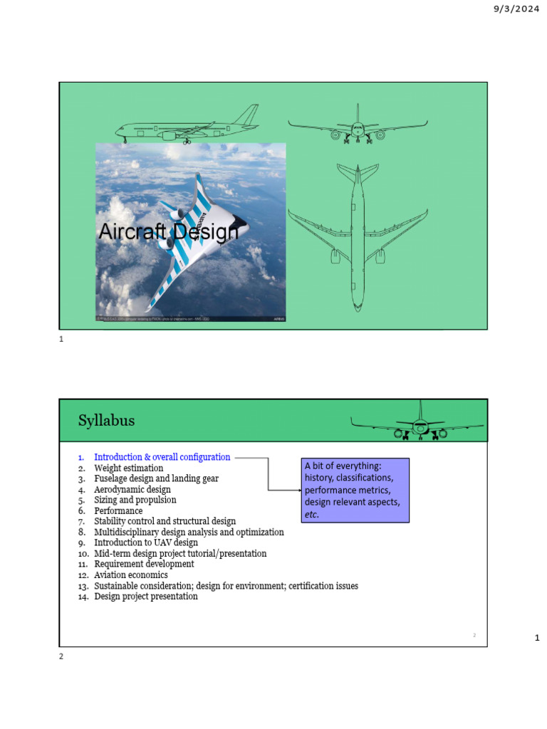Notes 1-Advanced-Aircraft-Design-Intro | PDF | Airbus | Aircraft