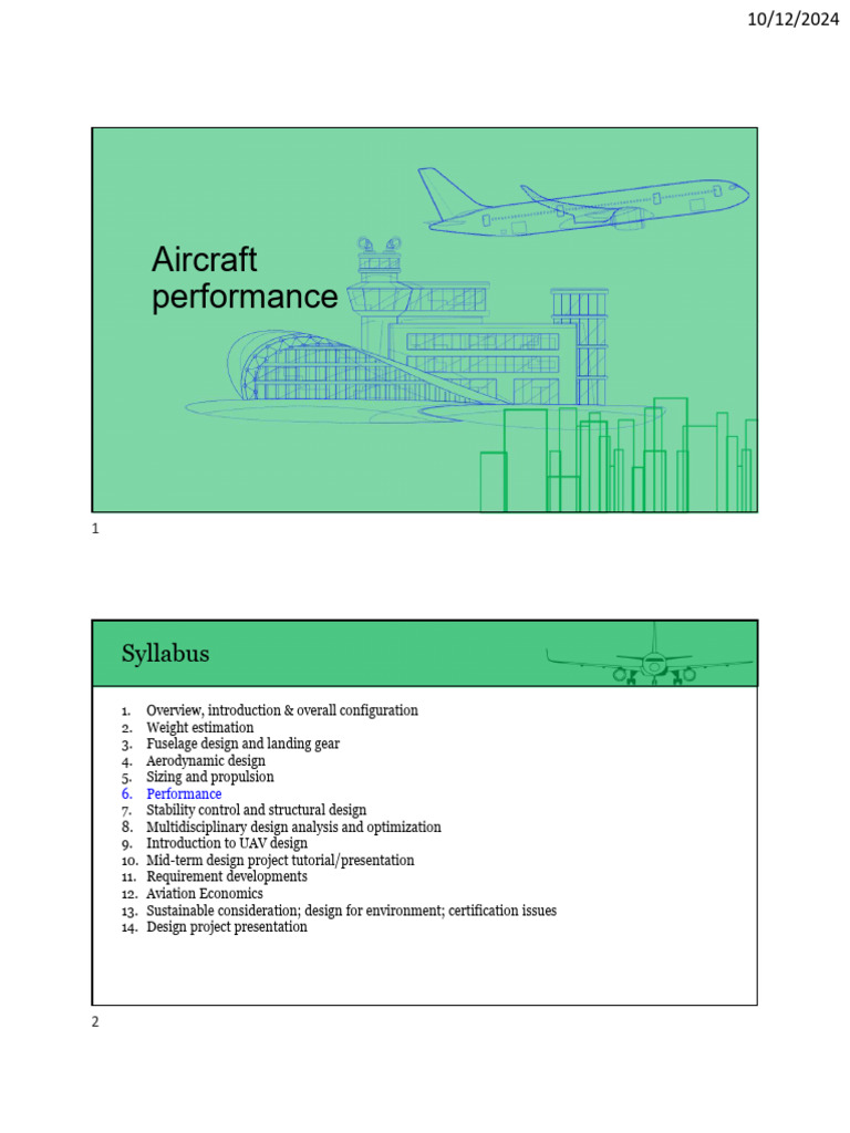 Notes 6 Advanced Aircraft Design Performance | PDF | Airspeed | Payload