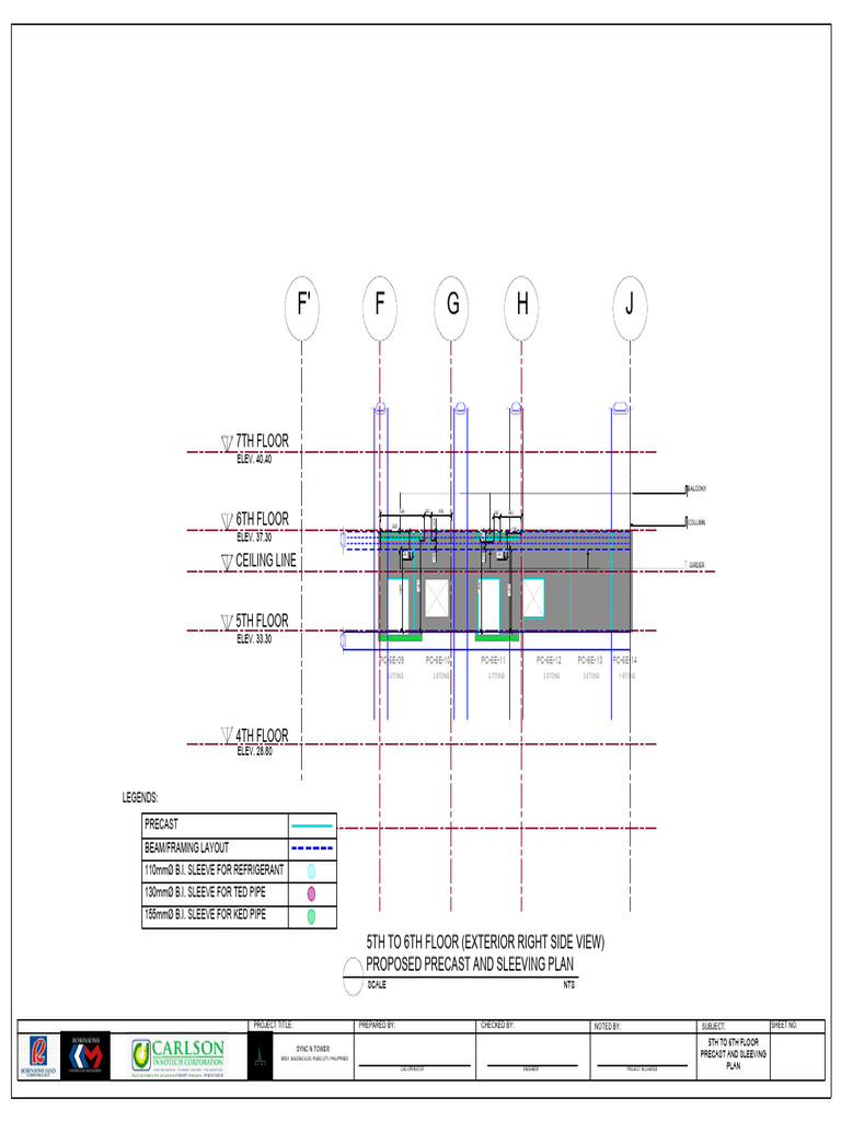 Precast and Sleeving Plan for Sync N Tower | PDF | Structural ...