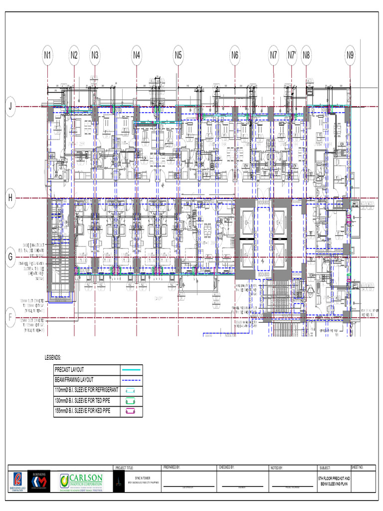 Precast Beam Sleeving Plan for Sync N Tower | PDF