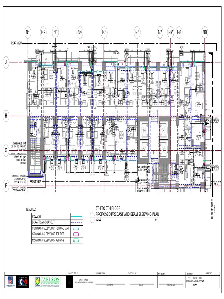 5F To 6F Precast and Beam Sleeving Plan P1 | PDF