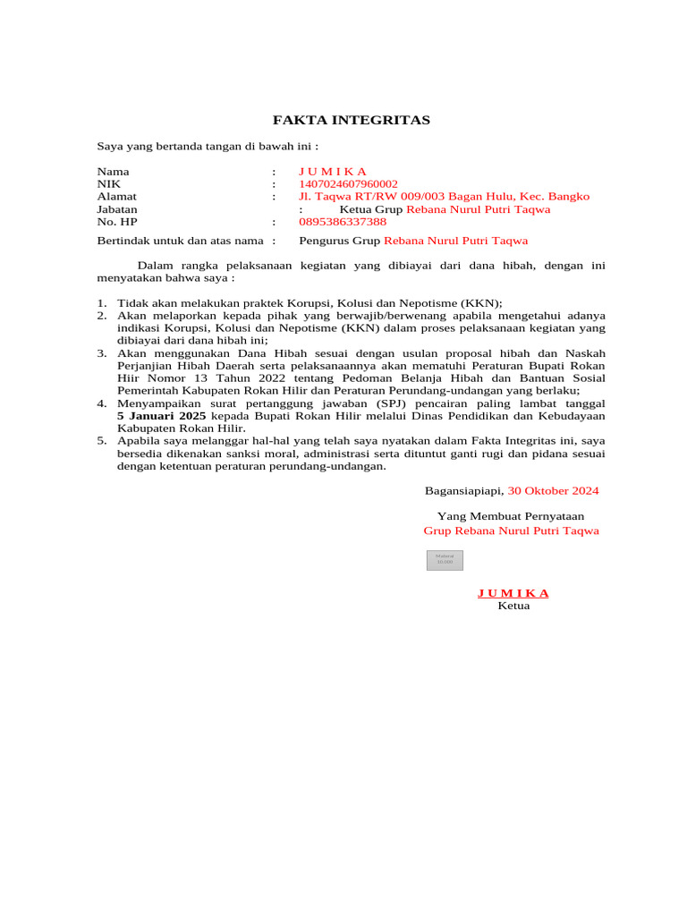 Fakta Integritas-1 | PDF