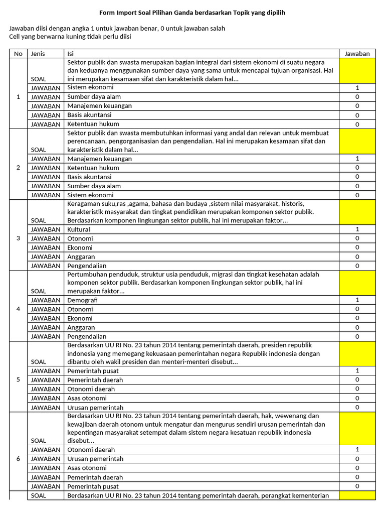 form-soal-ganda-PALIP XI AKT-1 | PDF