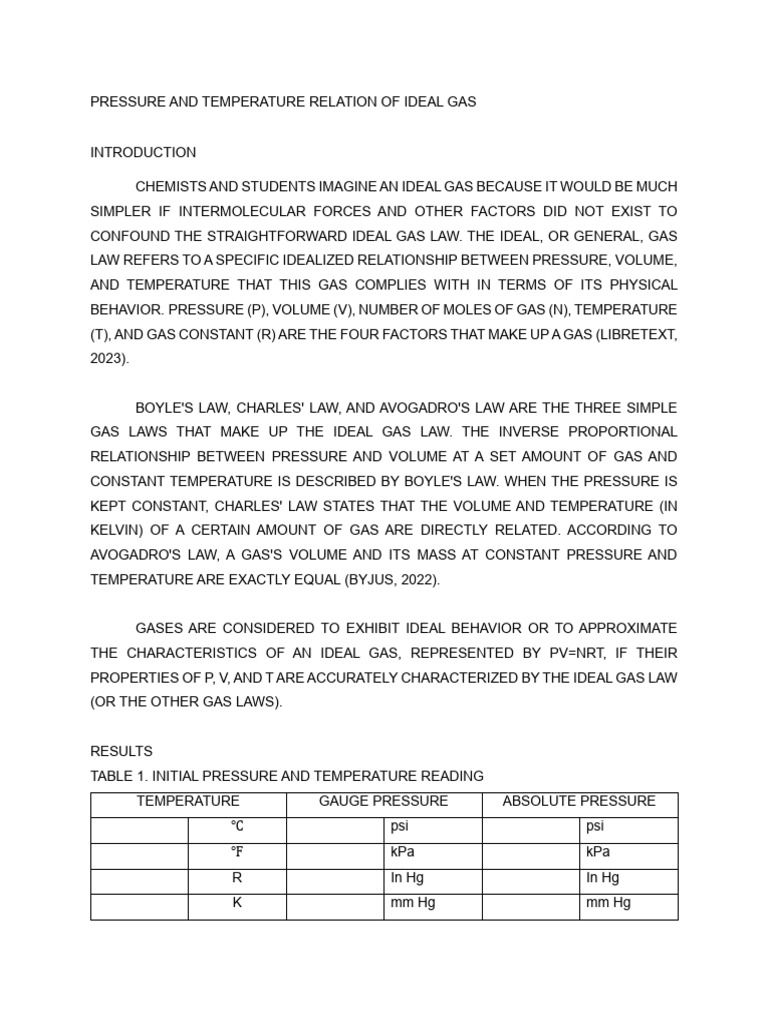 Ideal Gas Law: Pressure & Temp | PDF | Gases | Pressure