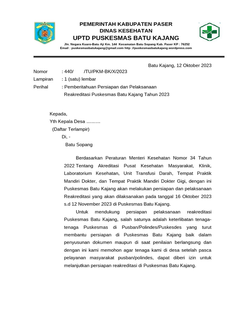Permohonan dispen reakreditasi Pusban | PDF