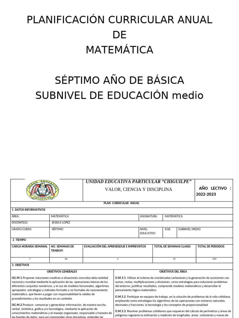 Pca Séptimo Matematicas | PDF | Números | Geometría