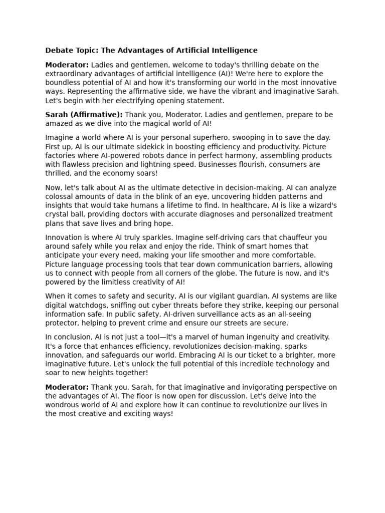 Debate Topic | PDF | Artificial Intelligence | Intelligence (AI ...